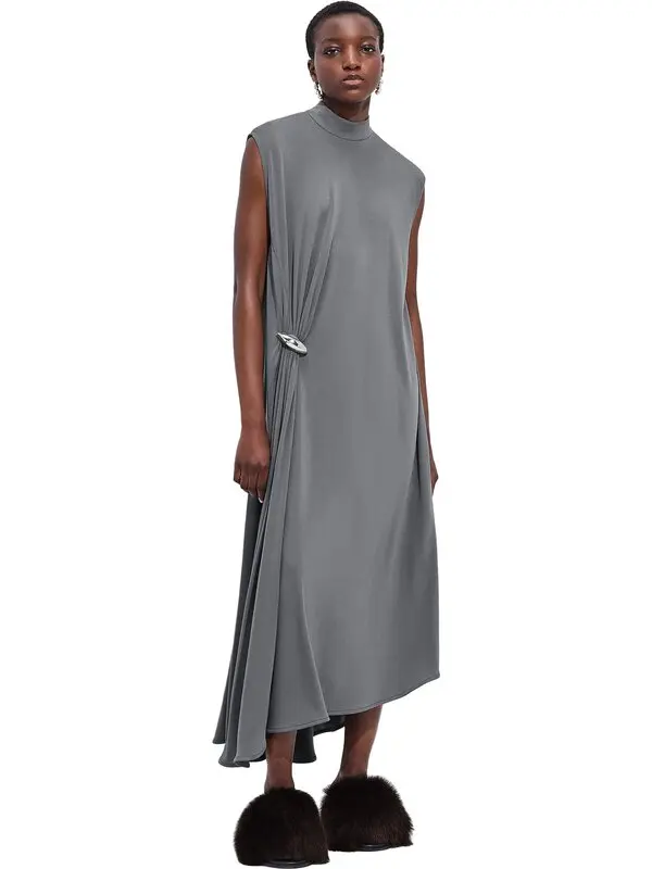 Bottega Veneta Crepe Viscose Jersey Dress - Harbor Gray