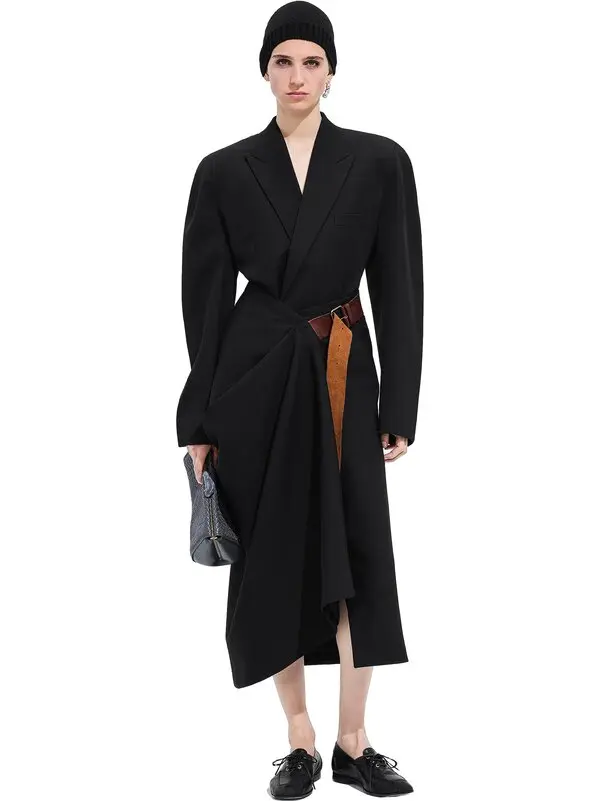 Bottega Veneta Wool Grain De Poudre Skirt - Double Black