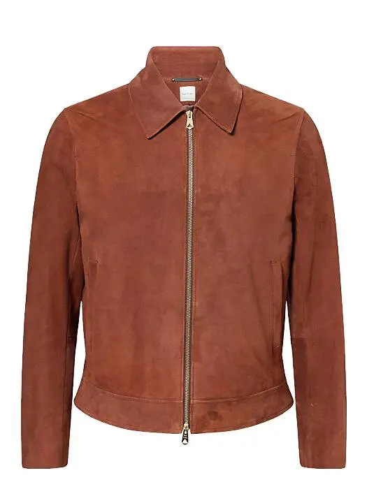 Paul Smith Zipped Suede Jacket - Dark Brown