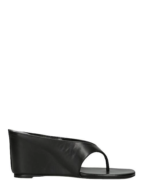 JUDE Leather Wedge Sandals - Black