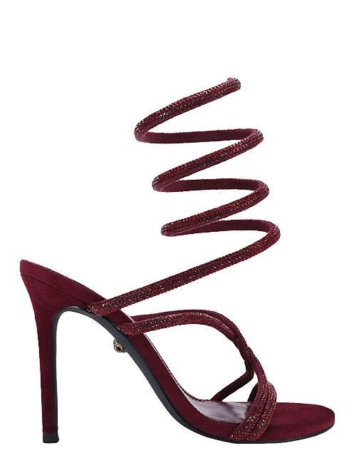 Kurt Geiger Knot Spiral Heeled Woven Sandals - Wine