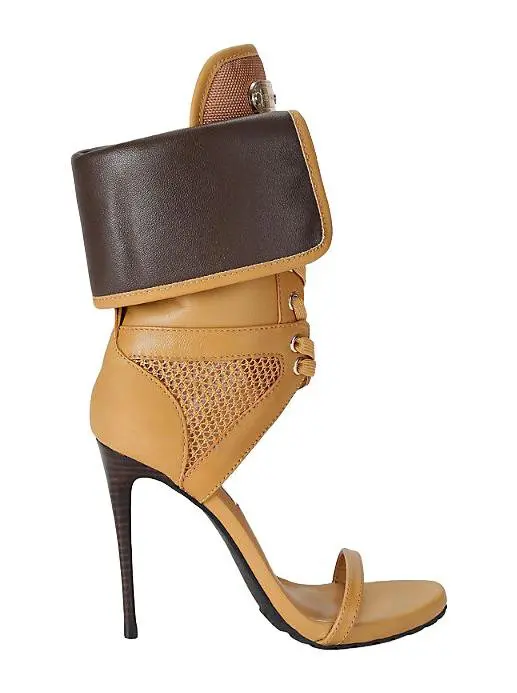 Steve Madden Casella Lace-up Faux-leather Heeled Sandals - Tan
