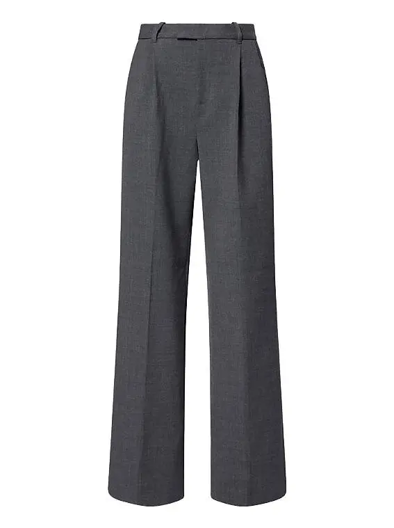 SELF-PORTRAIT Pleated Tailored Wool-blend Trousers - Grey