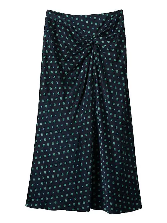 Whistles Diamond Twist-detail Woven Midi Skirt - Navy/multi