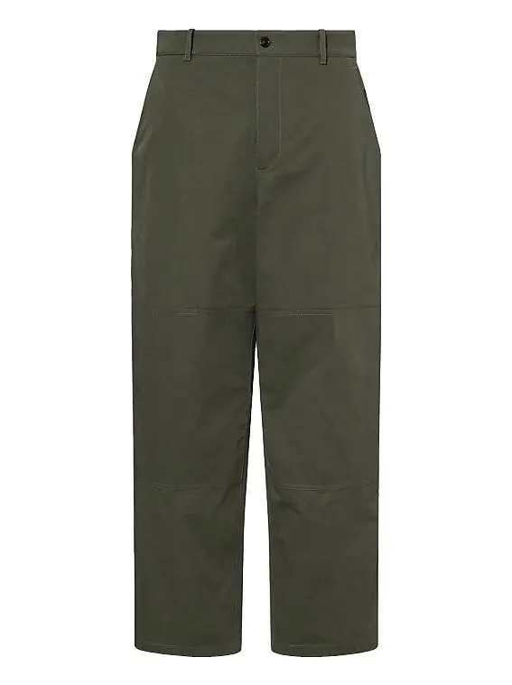 Bottega Veneta Contrast Stitch Wide-leg Cotton Trousers - Dark Juniper