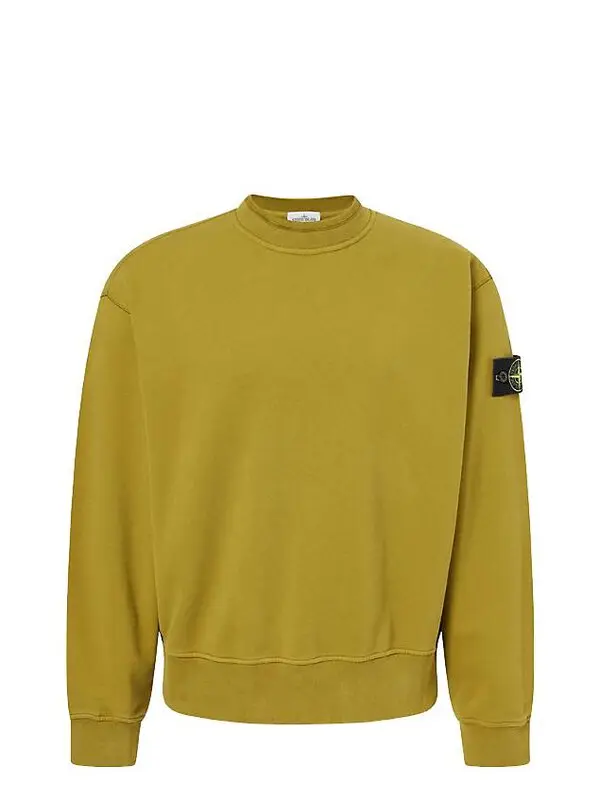 Stone Island Brushed Compass-badge Cotton-fleece Sweatshirt - Cactus
