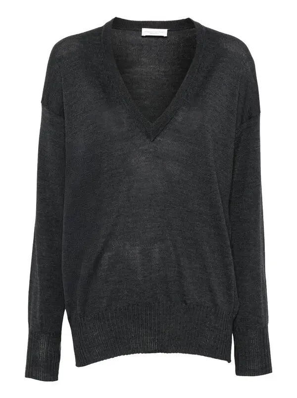 ROBERTO COLLINA Extra Fine Merino Wool V-neck Pullover - Grey