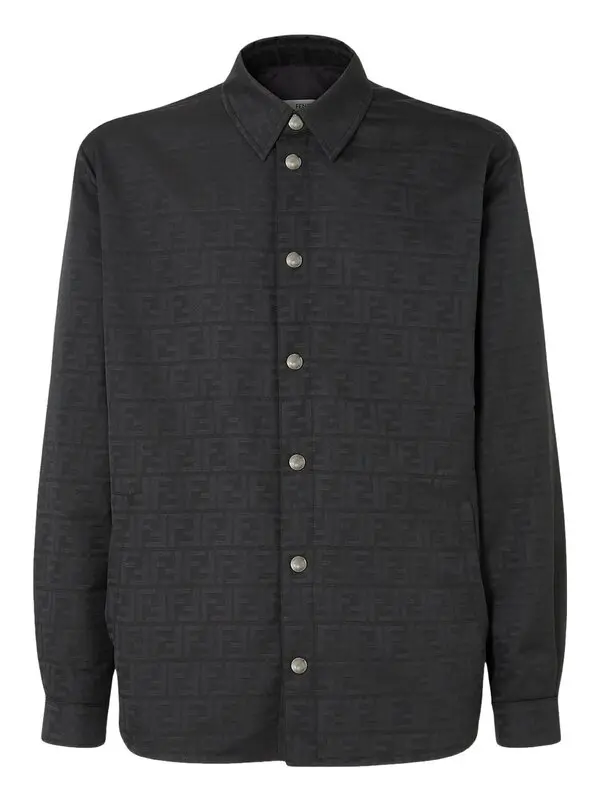 Fendi Blouson In Nylon Jacquard Ff Zucca - Black