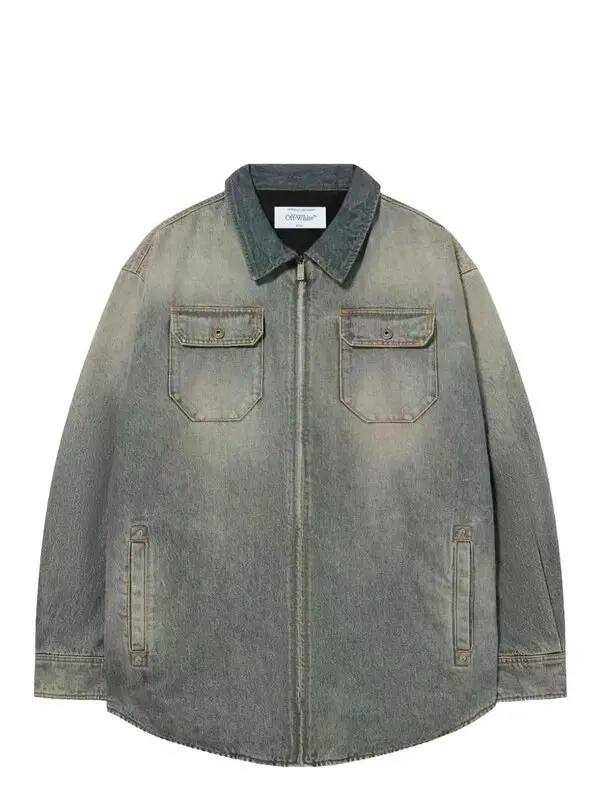 Off-White Bookish Zip-up Denim Jacket - Grey