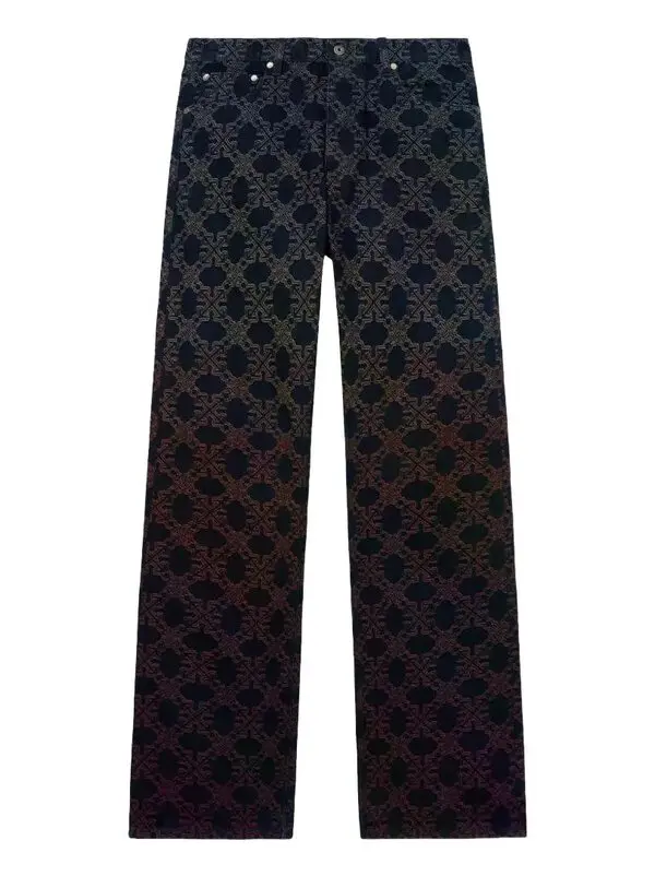 Off-White Arrow Monogram Degradé-jacquard Relaxed Fit Jeans - Blue