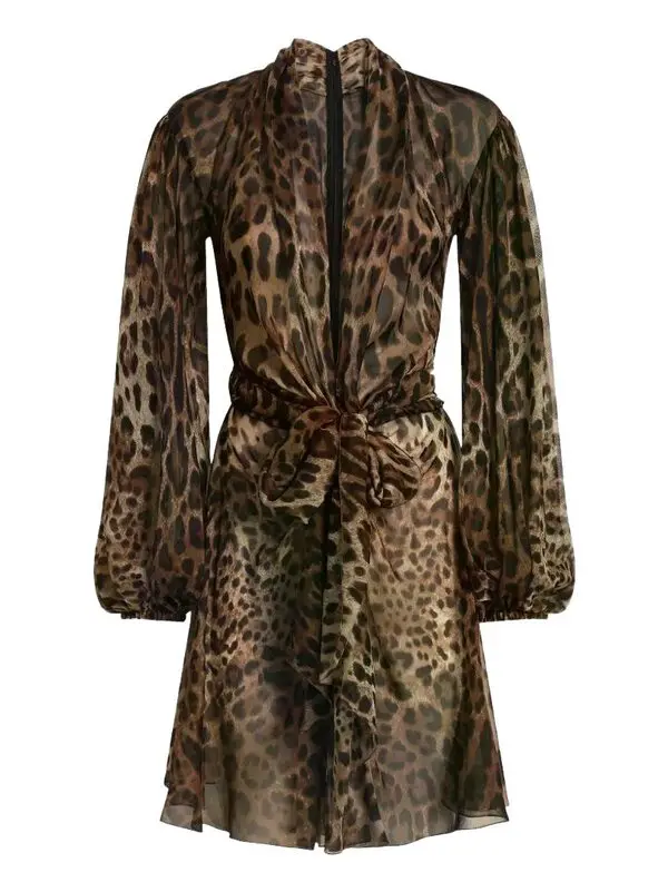 Dolce & Gabbana Animal Print Chiffon Dress - Neutrals