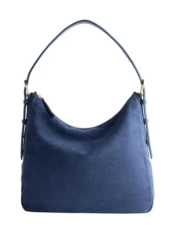 Quince Sutton Suede Shoulder Bag - Denim Blue