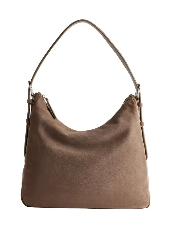 Quince Sutton Suede Shoulder Bag - Pebble