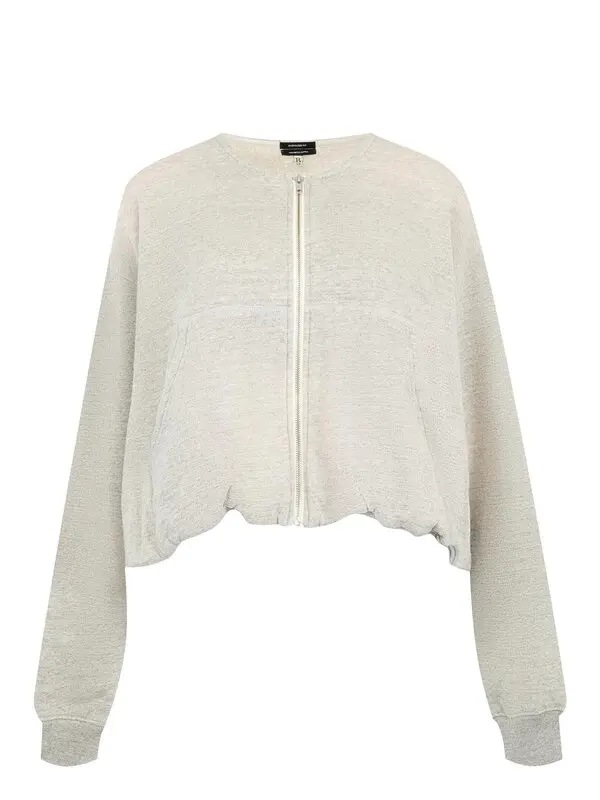 R13 Zip-up Crewneck With Balloon Sleeves - Grey
