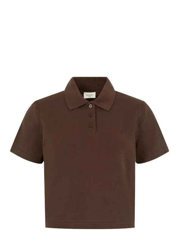 Saint Laurent Embroidered Polo Shirt - Brown
