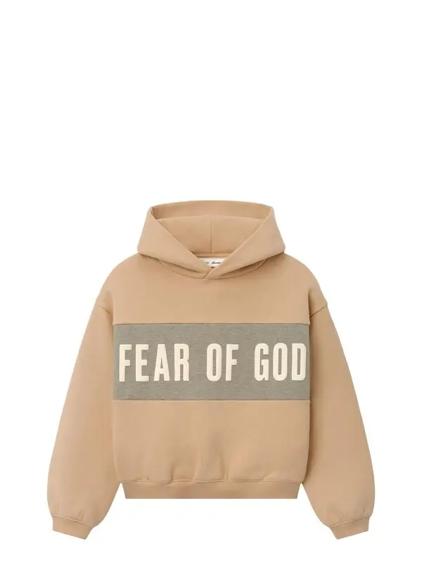 Fear Of God Cropped Relaxed Panelled Hoodie - Tan