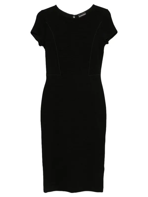 Emporio Armani Midi Dress With Short Sleeves - Black