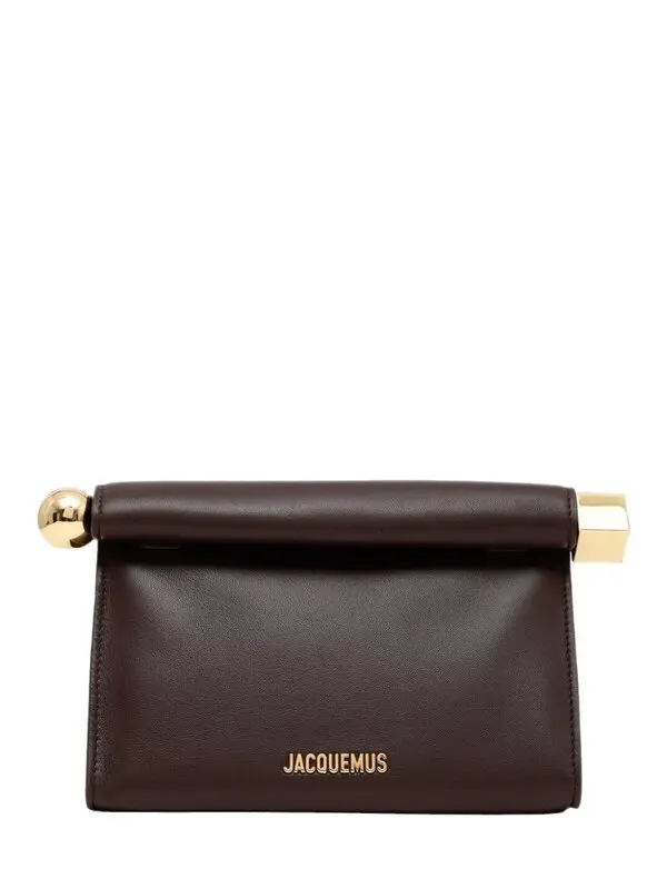 Jacquemus Le Sac Rond Carre Leather Clutch - Brown