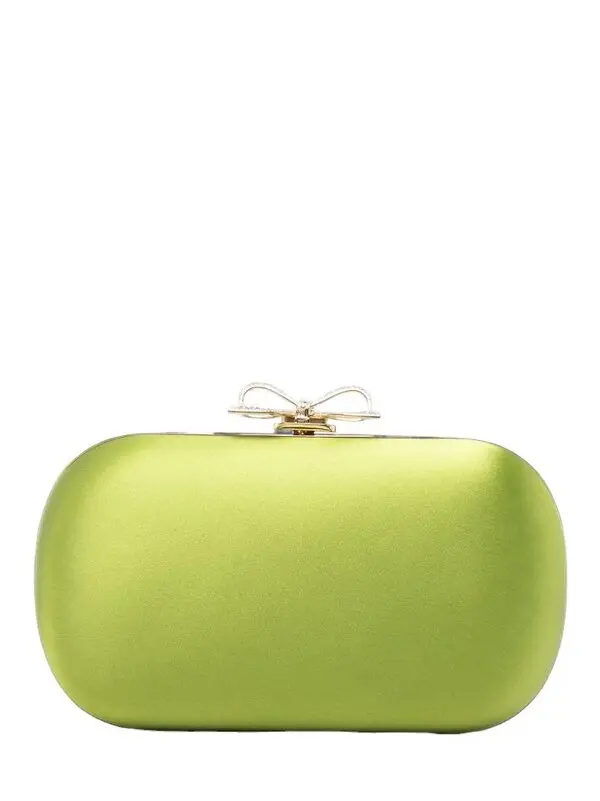 SELF-PORTRAIT Embellished Satin Clutch - Green