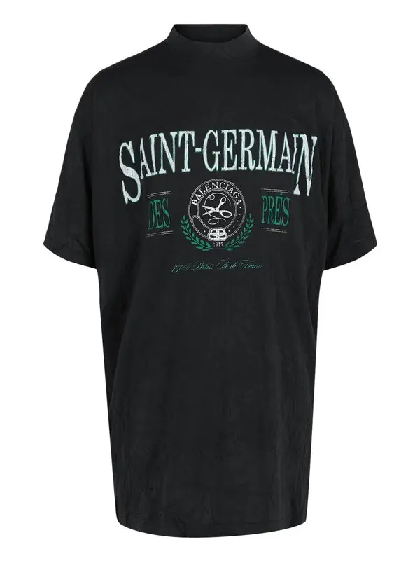 Balenciaga Saint-germain Wrinkled Oversized T-shirt 'navy - Blue