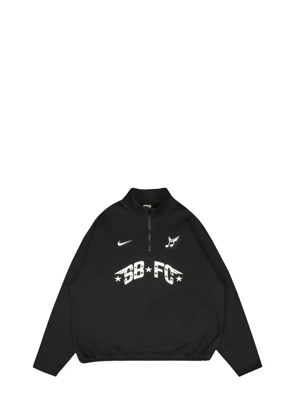 Nike Club 58 Zip Fleece Crewneck Sweatshirt - Black