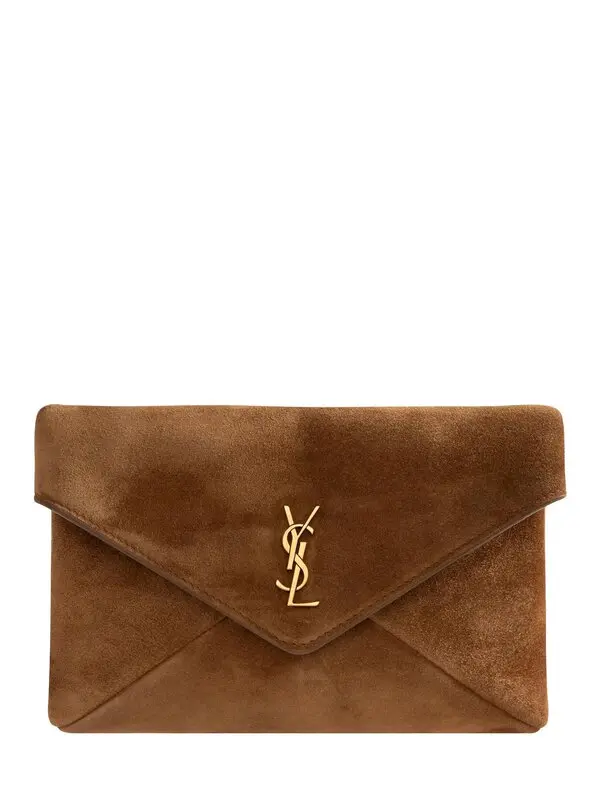 Saint Laurent Cassandre Suede Small Chain Pouch - Orange