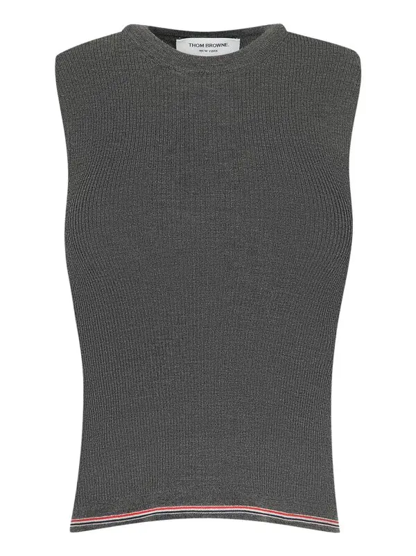 Thom Browne Rib Stitch Sleeveless Top - Grey
