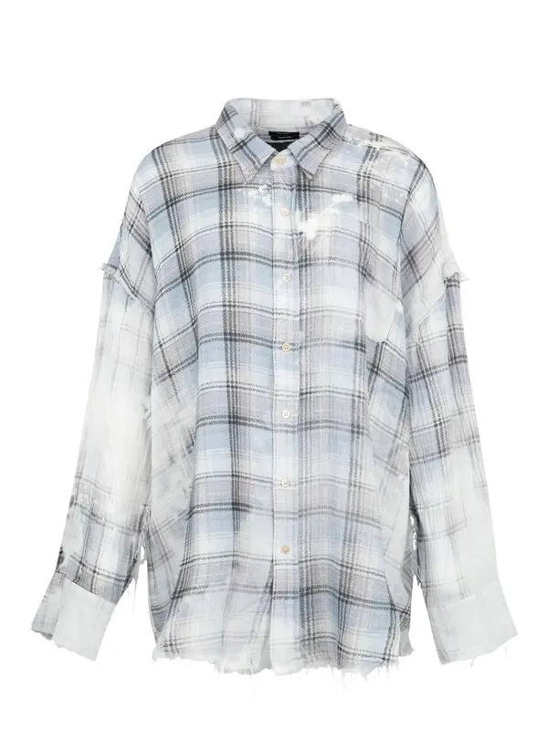 R13 Shredded Seam Drop Neck Shirt - Blue