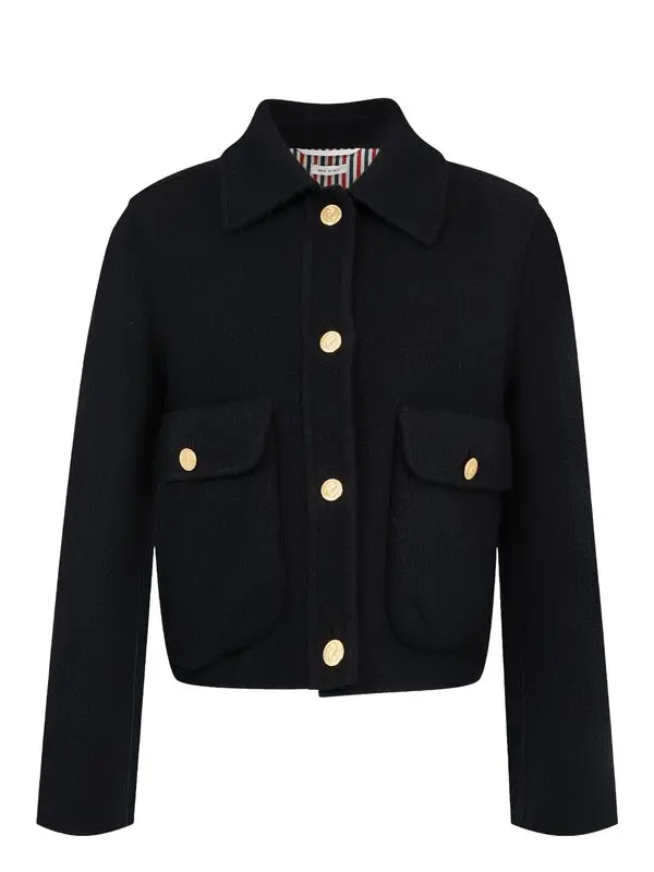 Thom Browne Patch Pocket Bell Sleeve Jacket - Blue