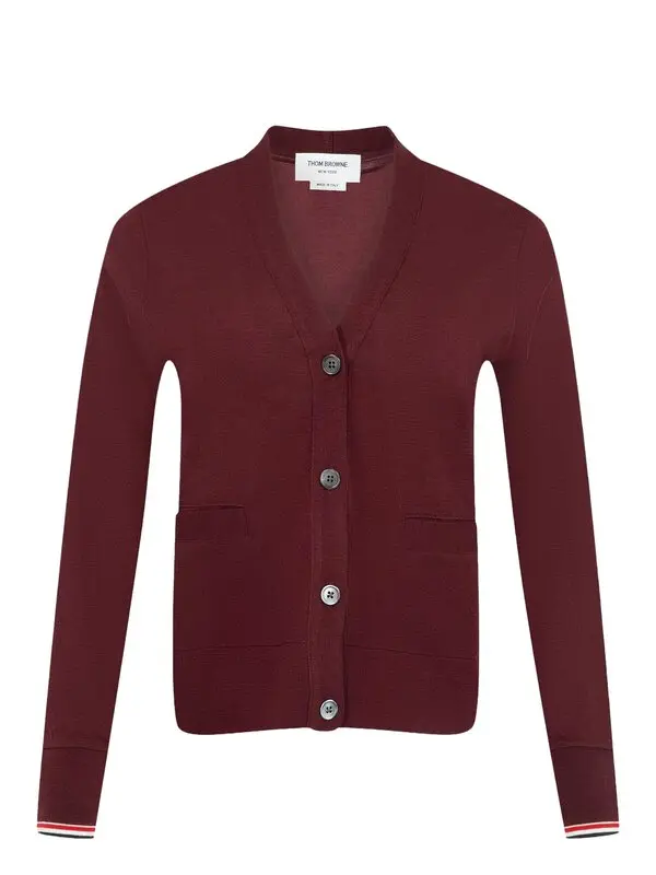 Thom Browne V Neck Button-detailed Cardigan - Red
