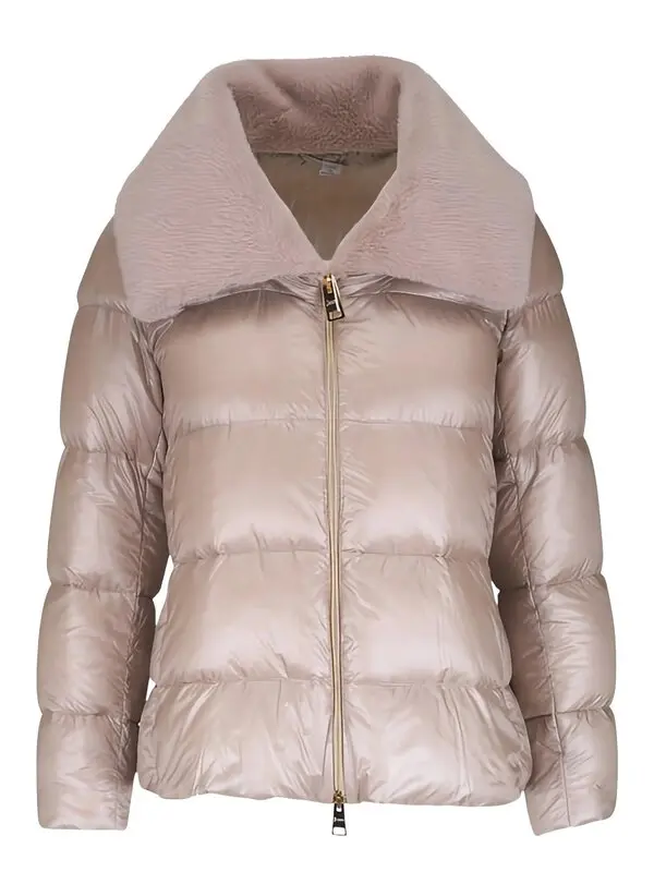 Herno Quilted Puffer Coat With Fur Trim - White