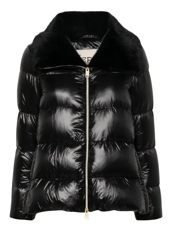 Herno Quilted Down Coat With Fur Trim - Black