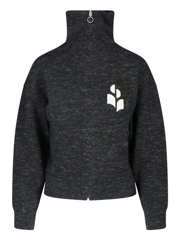 MARANT ETOILE Mock Neck Half-zip Sweater - Black