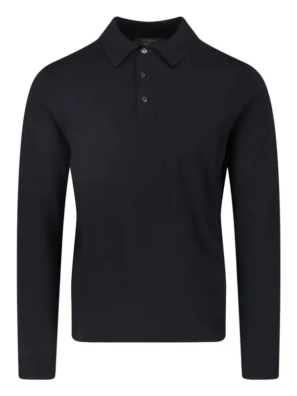 ZANONE Virgin Wool Blend Long-sleeve Polo Sweater - Black