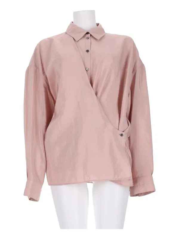LEMAIRE Wrap-front Silk Blend Shirt - Pink