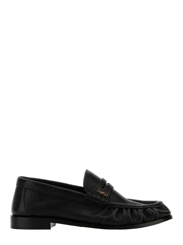 Saint Laurent Calf Leather Loafers With Horsebit Detail - Black