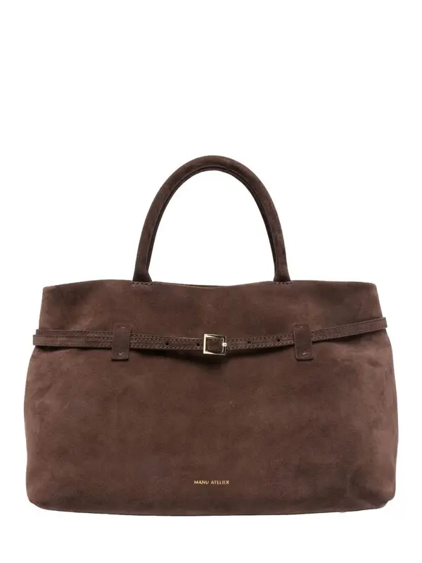 Manu Atelier Le Cambon 35 Suede Top Handle Bag - Brown
