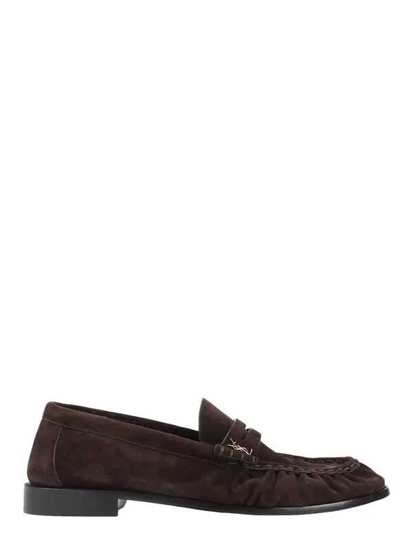 Saint Laurent Suede Loafers With Cassandre Detailing - Brown