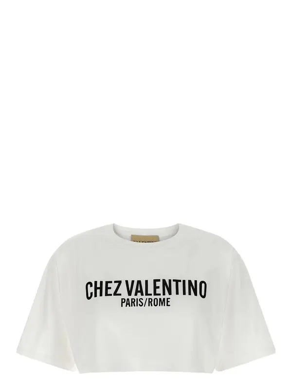 Valentino Garavani Cotton T-shirt With "chez " Print - Bianco