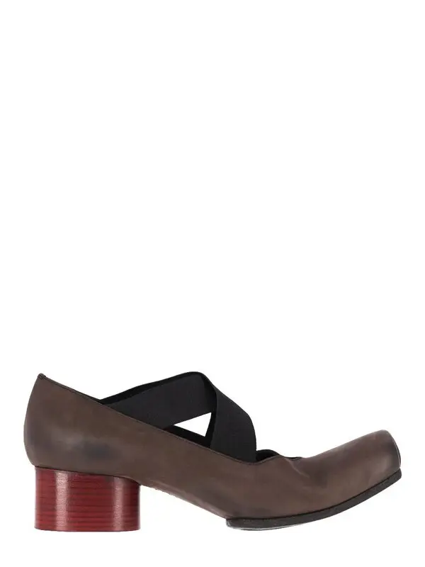 UMA WANG Leather Cross-strap Block Heel Pumps - Brown