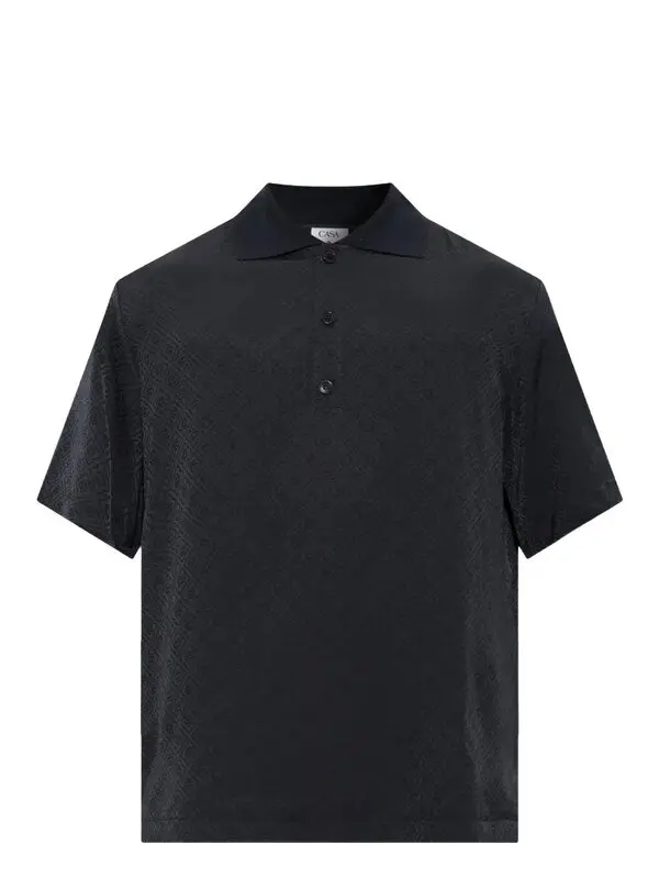 Casablanca Knit Collar Short Sleeve Polo For - Darknavy