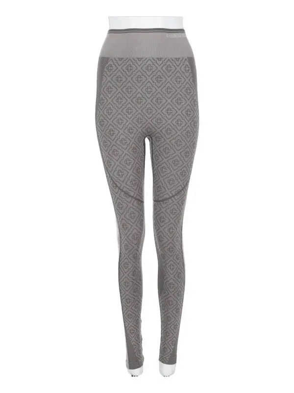 Casablanca Monogram Knit High-waisted Leggings - Grey