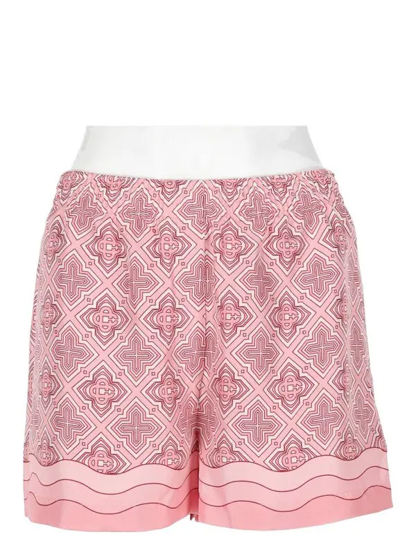 Casablanca Silk Printed Geometric Shorts - Multicolour