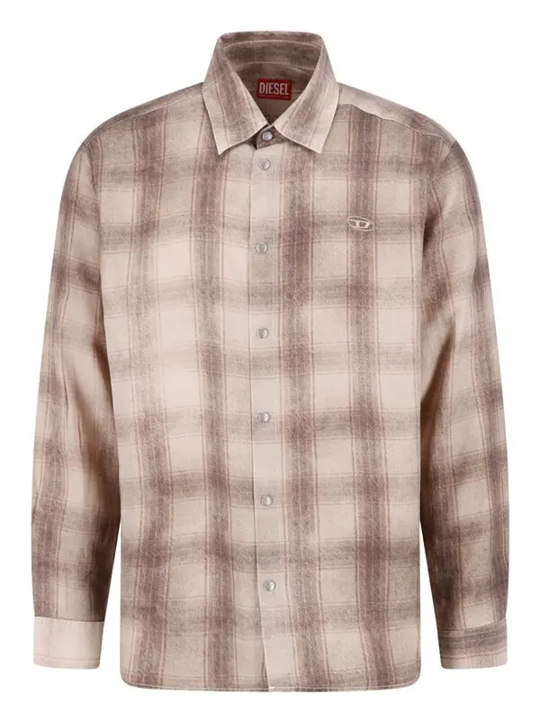 DIESEL® Plaid Long Sleeve Button-up Shirt - Brown