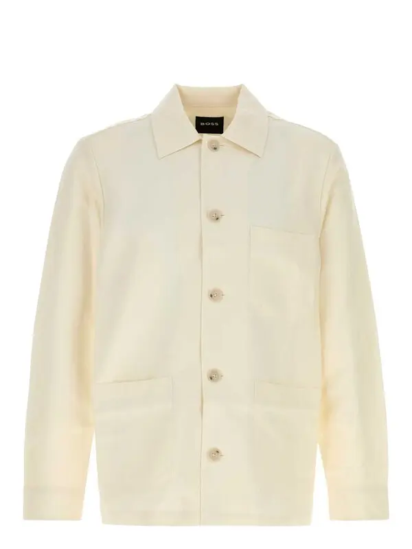 BOSS Ivory Lyocell-linen T-shirt For - White