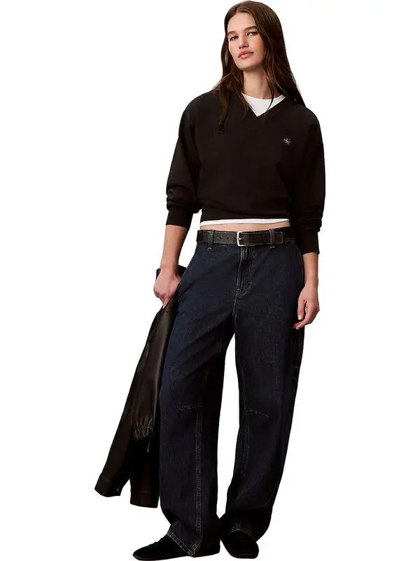 Calvin Klein Monologo French Terry Relaxed Sweatshirt - Black