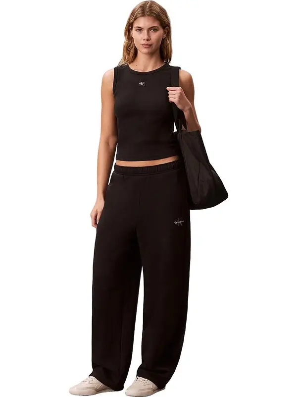 Calvin Klein Monologo Wide Leg Pants - Black