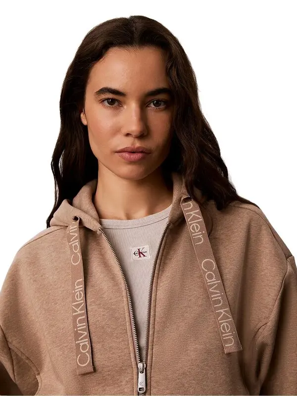 Calvin Klein Logo Tape Fleece Hoodie - Amphora