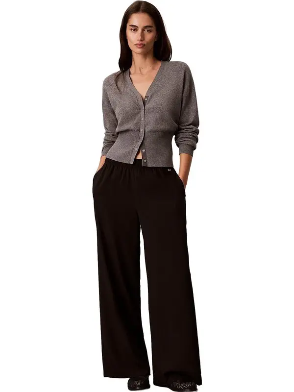 Calvin Klein Wide Leg Pull-on Pants - Black