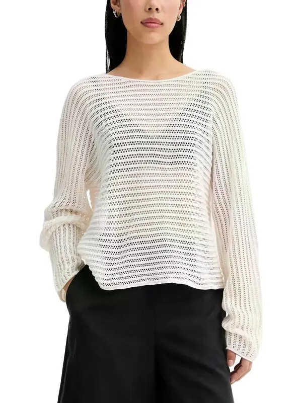 Marc O'polo Ajour Open-knit Boat-neck Sweater - White
